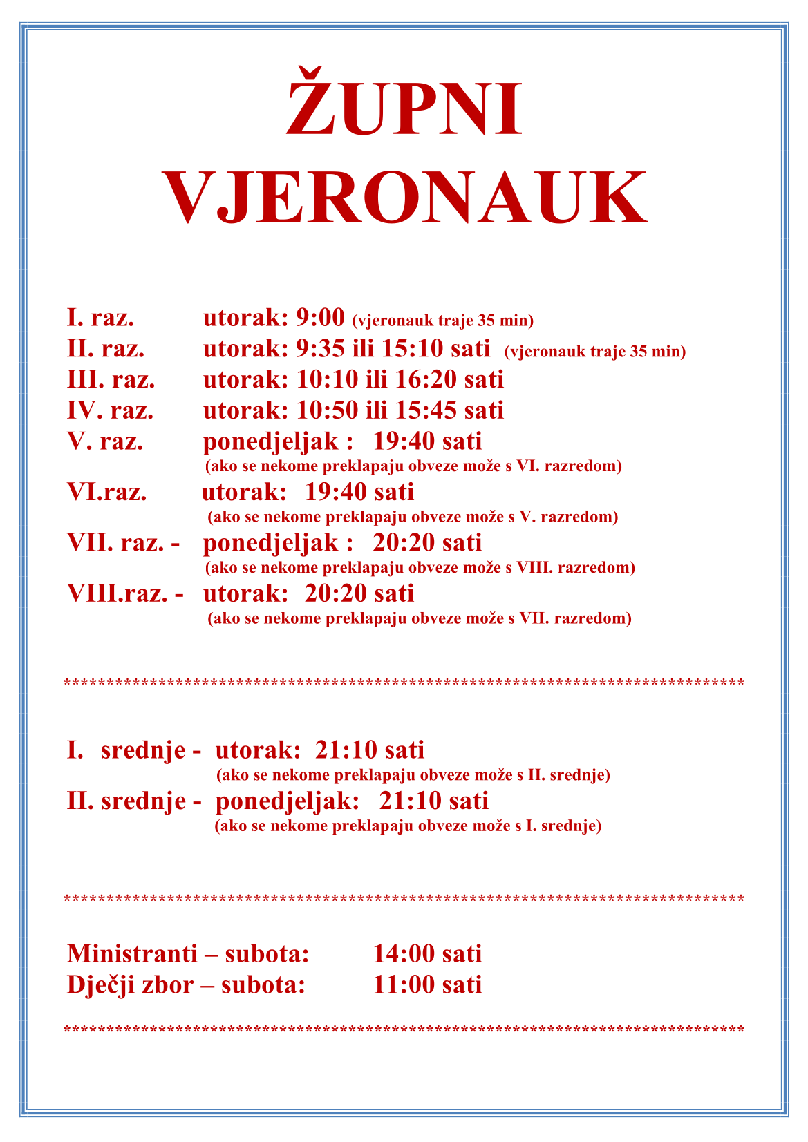 Vjeronauk 2024-2025 - Župa sv. Mihovila ark. Kaštel Kambelovac